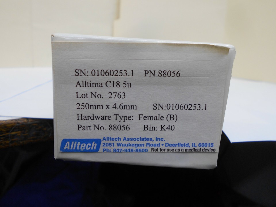 ALLTECH 88056 ALLTIMA C18 5.0µm 100Å 250mm X 4.6mm HPLC COLUMN, FEMALE ...