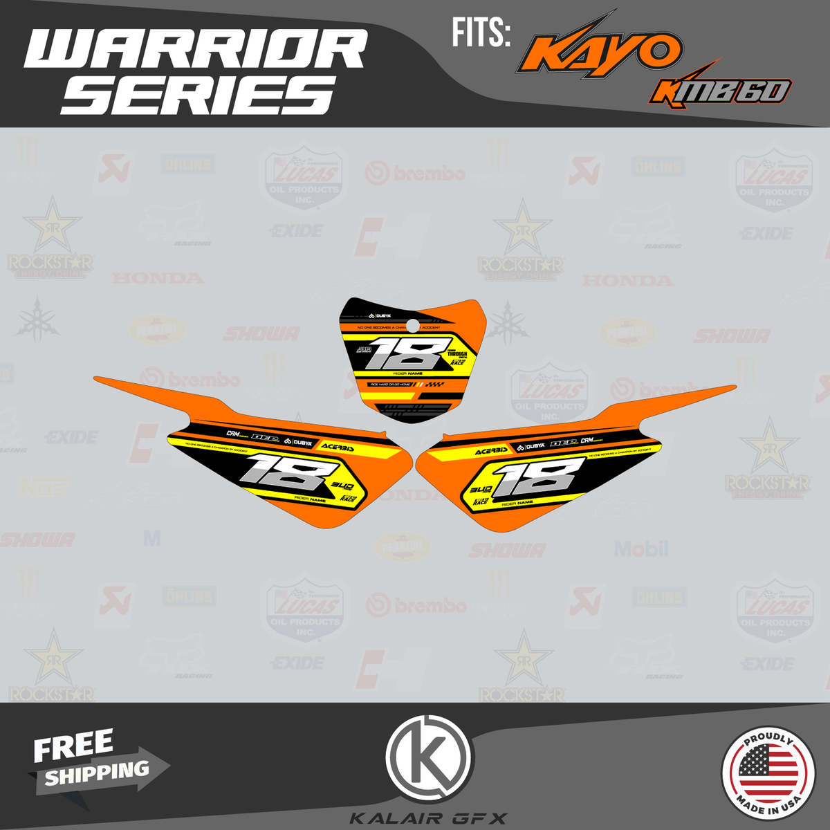 Kalair GFX Graphics Kit For Kayo KMB60 (2022-2023) CORE Series Orange ...