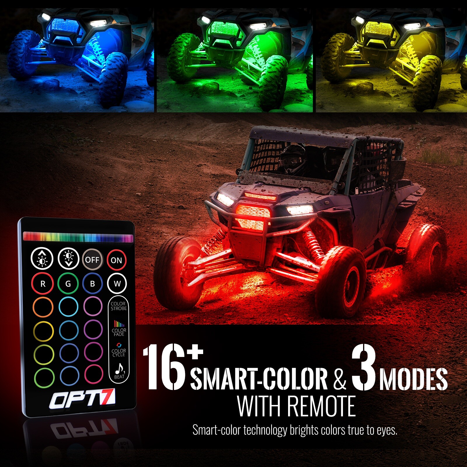 OPT7 ATV UTV LED Lighting Kit All-Colors Body Underbody Light Neon 10 ...