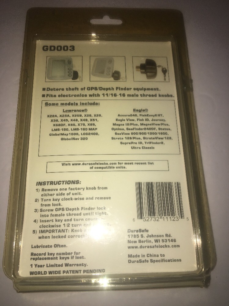durasafe gps depth finder lock gd003 lowrance x51 lms-160 eagle ...