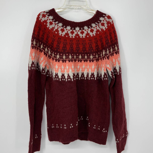 SONOMA DEEP RED ABSTRACT DESIGN LONG SLEEVE SWEATER MEDIUM | eBay