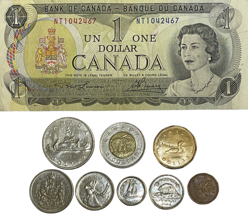 CANADIAN DOLLAR COIN COLLECTION - CANADA COIN SET WITH BANKNOTE ...
