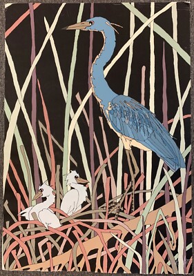 Dan Goad. Blue Heron with Chicks Silk-screen AP | eBay