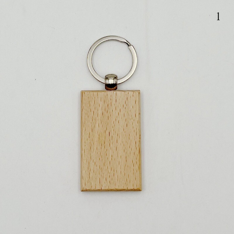 10pcs DIY Unpainted Wood Key Chain Wooden Keyring Pendant Decor ...