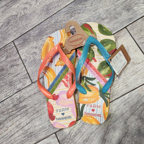 HAVAIANAS X FARM RIO ORANGE CITRUS FLIP FLOPS MULTI COLOR SIZE 11/12 ...