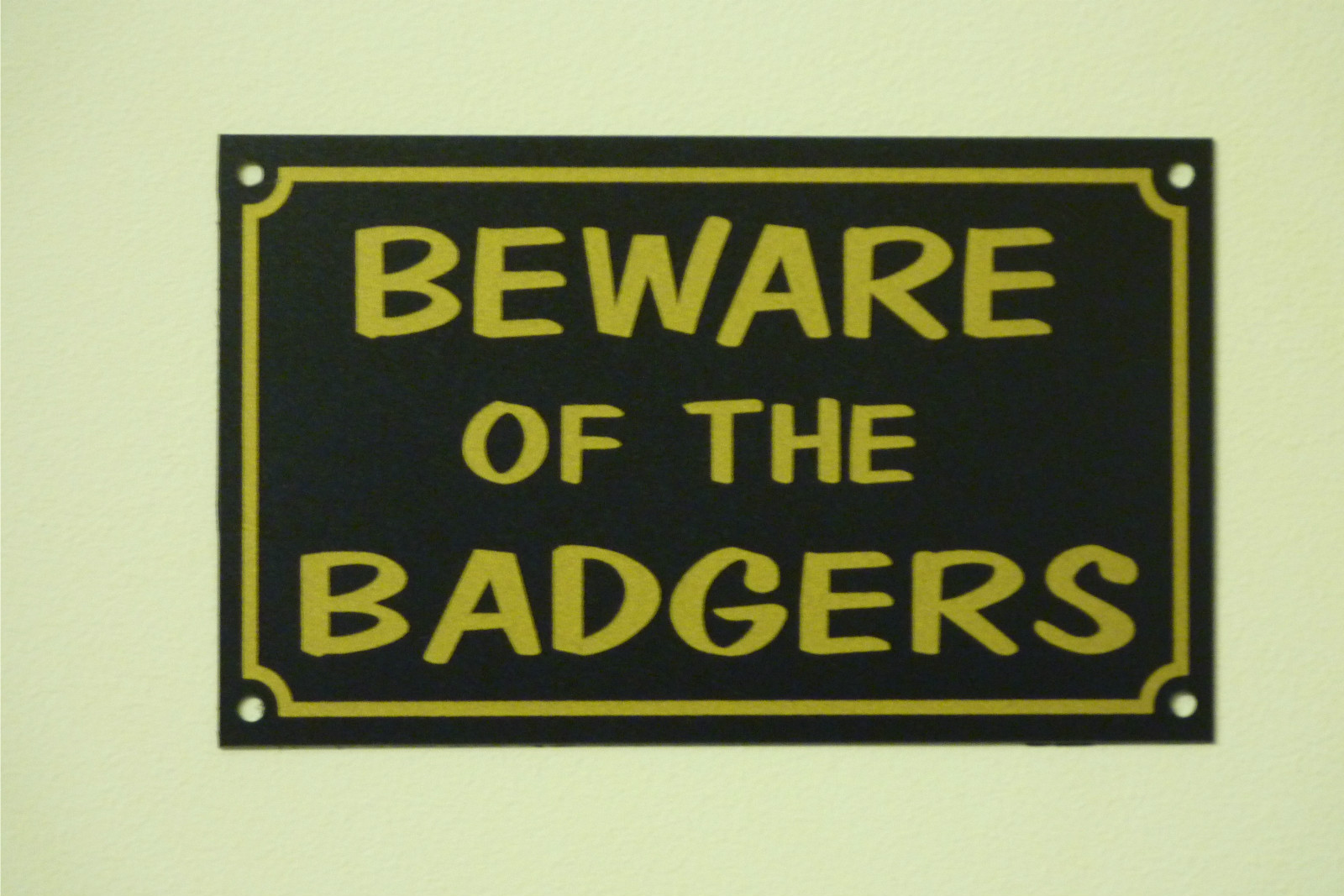 BEWARE OF THE BADGERS sign or sticker 150mmx90mm garden xamas gift ...