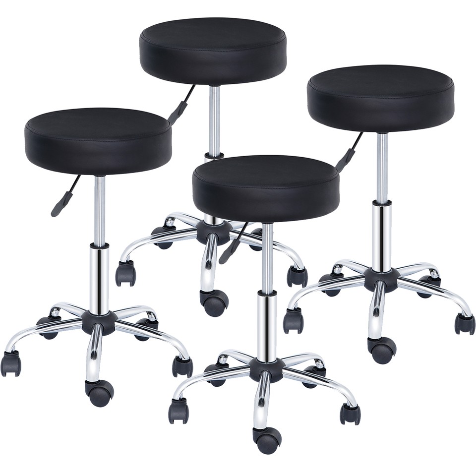 Home Height Adjustable Salon Stools Backless Spa Chairs Metal Frame ...