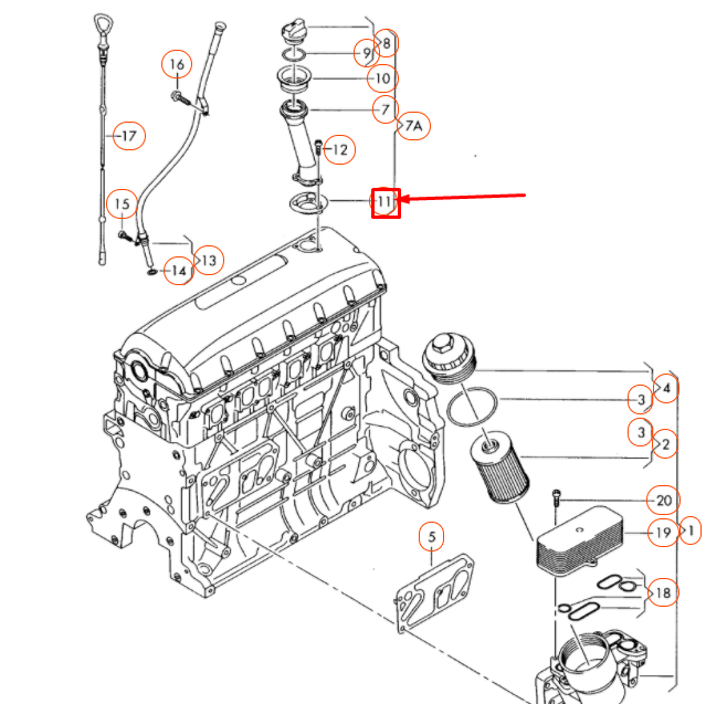 VW TOUAREG 7L Oil Filler Tube Gasket Seal O-Ring 070115315A Genuine | eBay