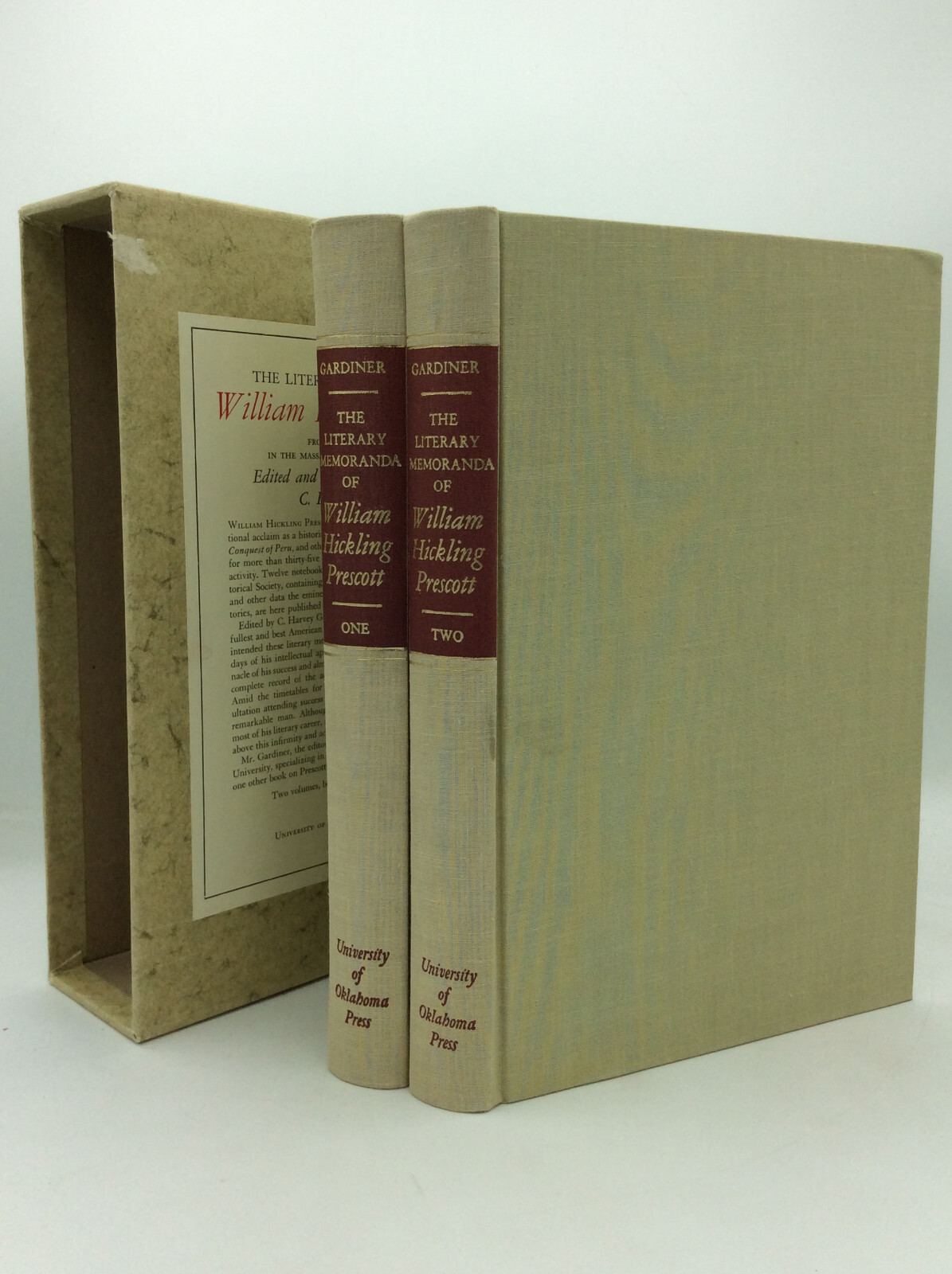 THE LITERARY MEMORANDA OF WILLIAM HICKLING PRESCOTT - 1961 - 2 vol ...