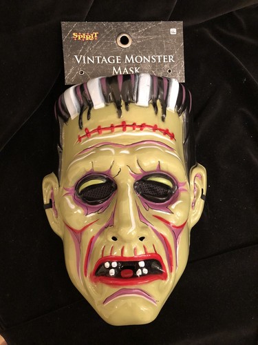 NEW VINTAGE MONSTER 8" x 11" PLASTIC FRANKENSTEIN HALF MASK - CLASSIC ...