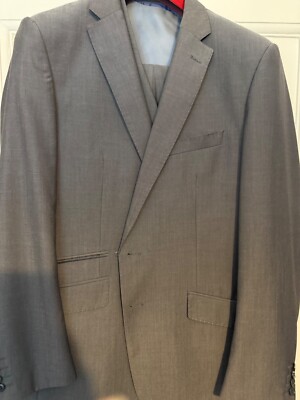 M&S 3 Piece Suit 44R/36W Grey Wool Blend Woolmark Smart Formal Wedding ...