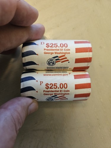 2007 GEORGE WASHINGTON $1 ROLLS P & D MINT 50 COINS TOTAL 2 UNC ROLLS ...