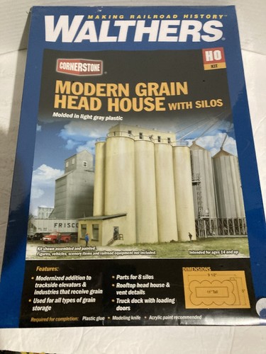 Walthers 933-2942 Modern Grain Head House w/Silos Kit HO Scale Factory ...
