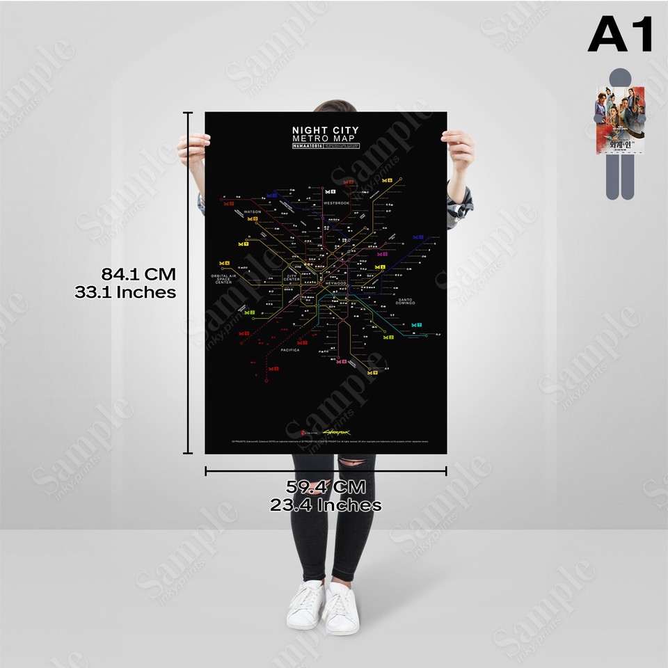 Cyberpunk 2077 Night City Metro Map Poster A1 A2 A3 A4 A5 Print Room ...