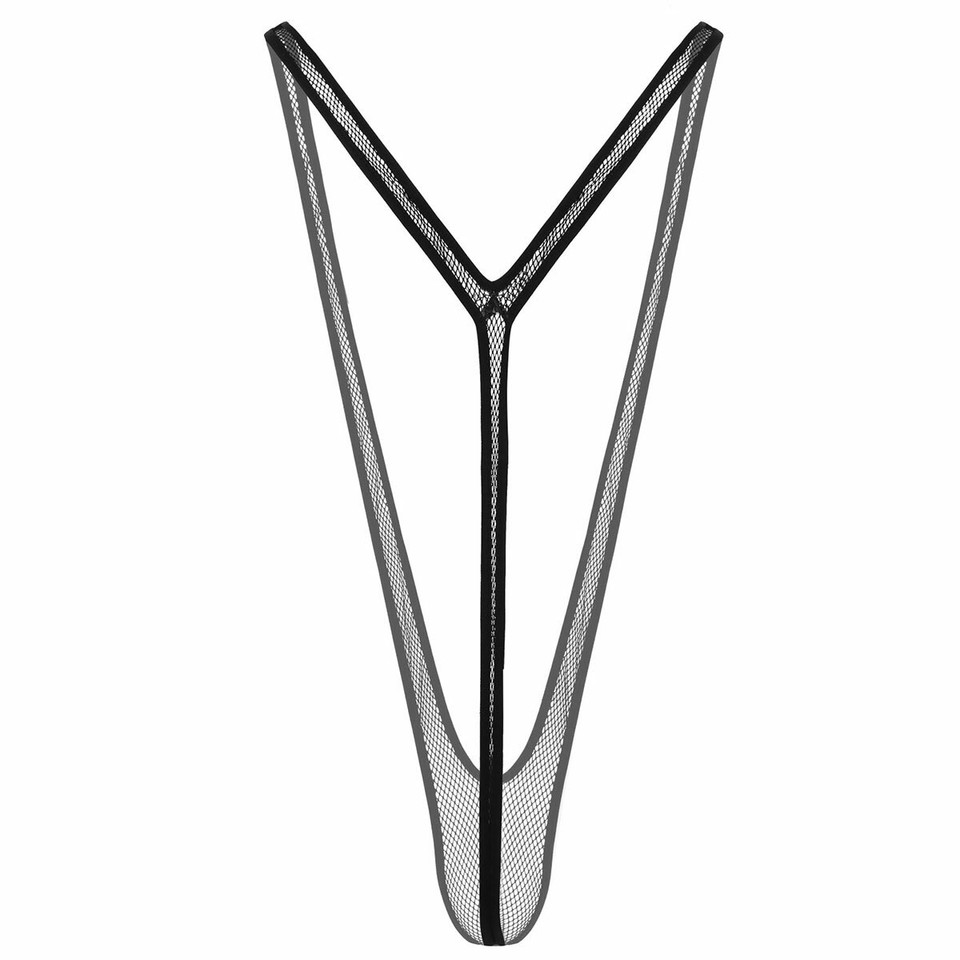 Mens Stretch Open Mankini Fishnet Jock Strap Thongs Bodysuit Underwear ...