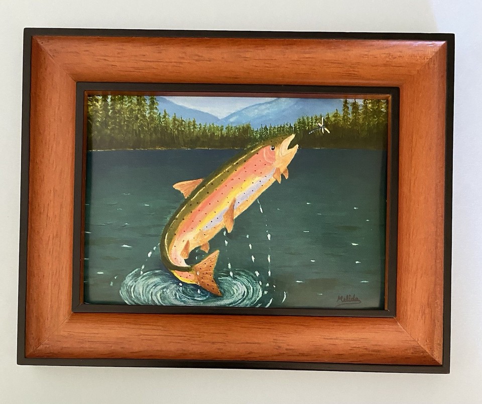 Rainbow Trout Art Fish Art Lake, Fishing Print, Gift For fisher 6.5”x8 ...