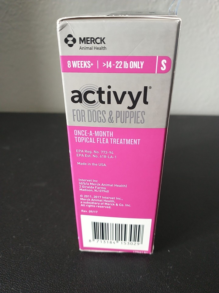 Activyl Dogs Puppies 14-22 lb Small 3 Month Dose EPA Approved Flea ...