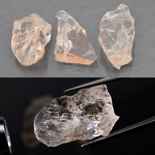 💎 27.75ct 3pcs Lot Rough Natural Peach Morganite - Unheated, Madagascar ...
