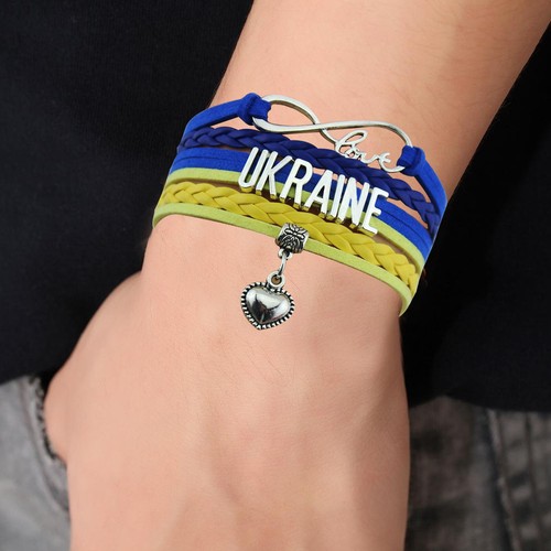 I Stand With Ukraine National Flag Jewelry Bracelet Wristband Support ...