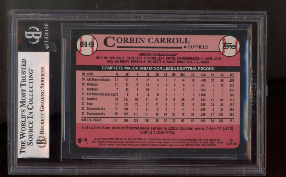 2024 Topps Corbin Carroll Foil 1989 Topps #89B-99 BGS 9 MINT | eBay