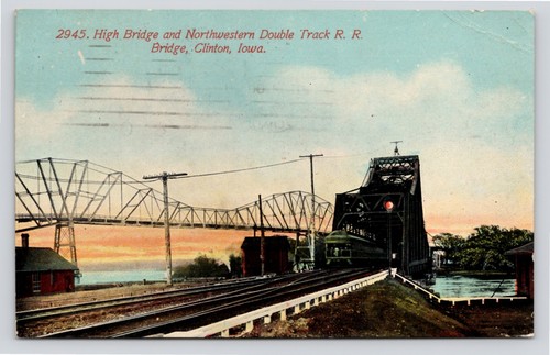 Northwestern Railroad Double Track High Bridge Clinton Iowa VTG c1912 ...
