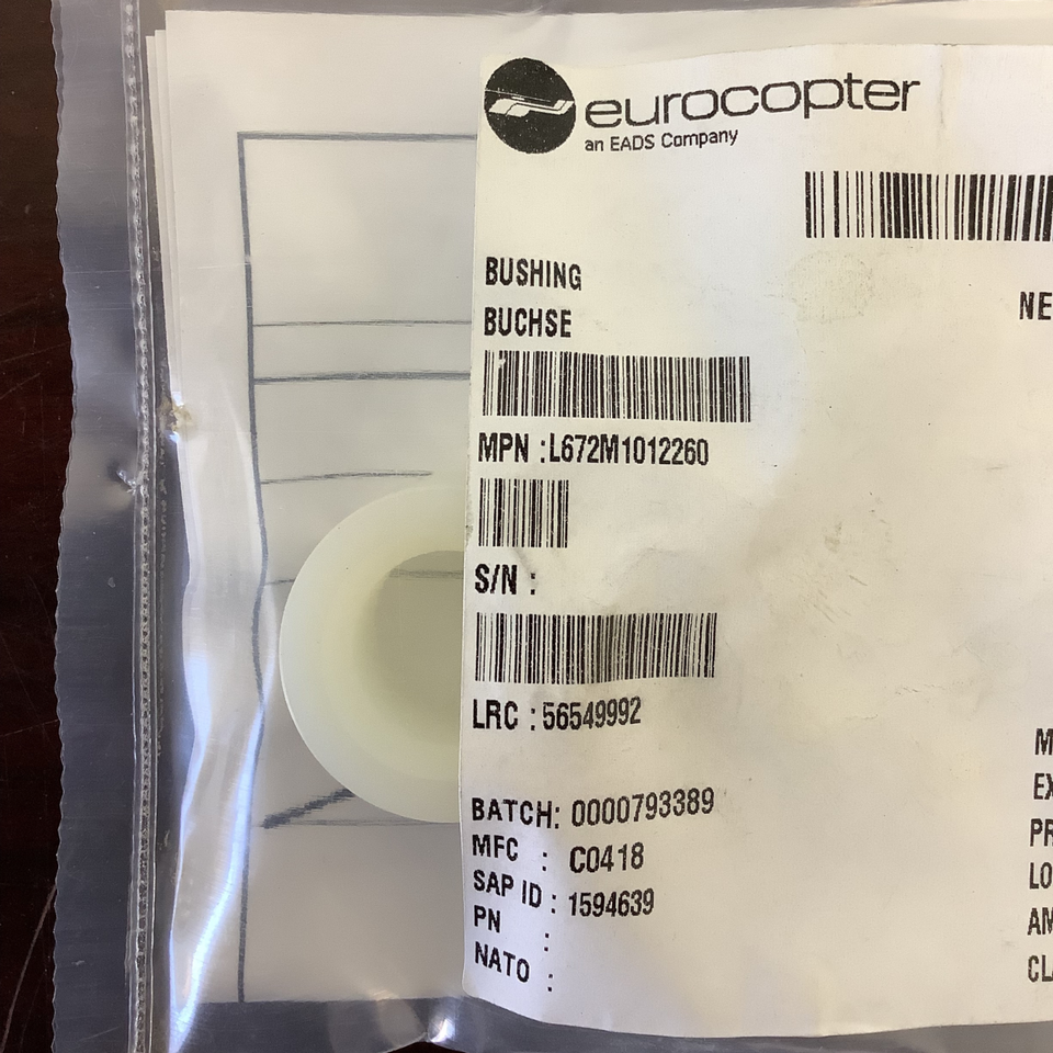 Bushing L672M1012260 for Airframe American OEM Eurocopter Airbus ...