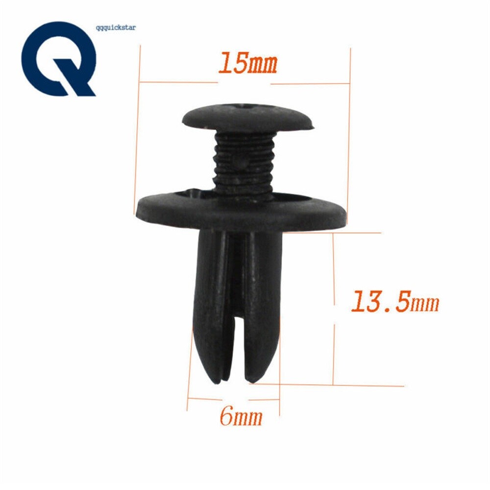 100pcs auto Door Fender 6mm Hole Push Plastic Rivets Retainer Clips ...