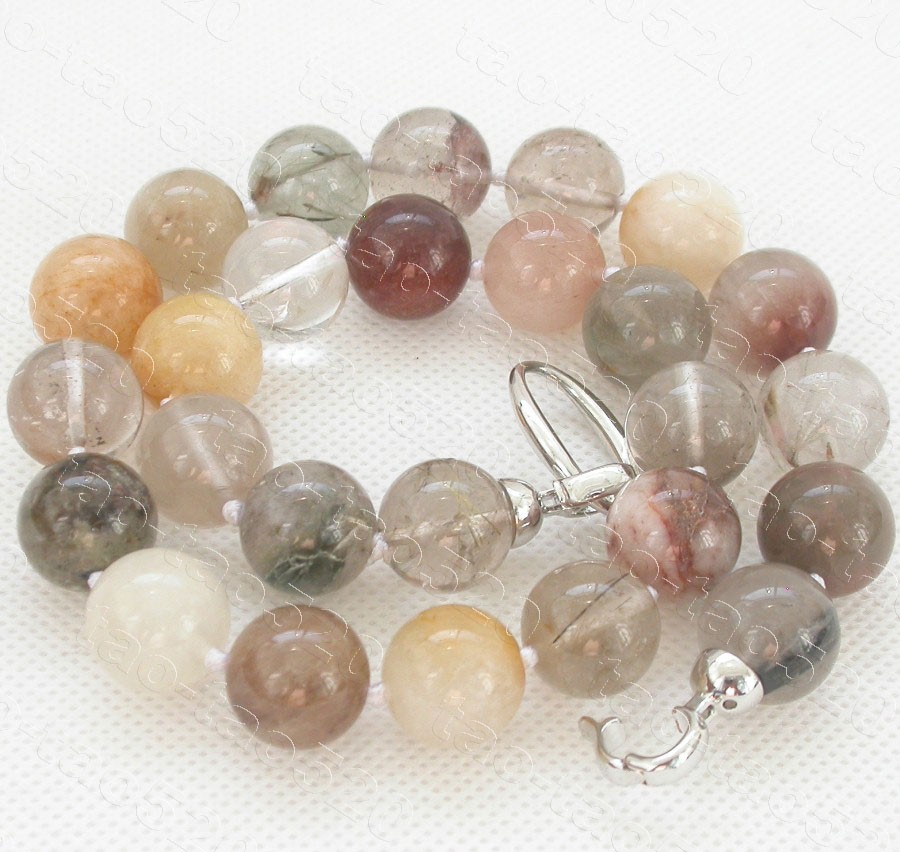 AAA natural 18" 14mm Multicolor round crystal Necklace 925sc c1513t | eBay