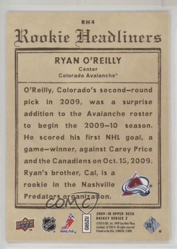 2009-10 Upper Deck Rookie Headliners Ryan O'Reilly #RH4 RC | eBay