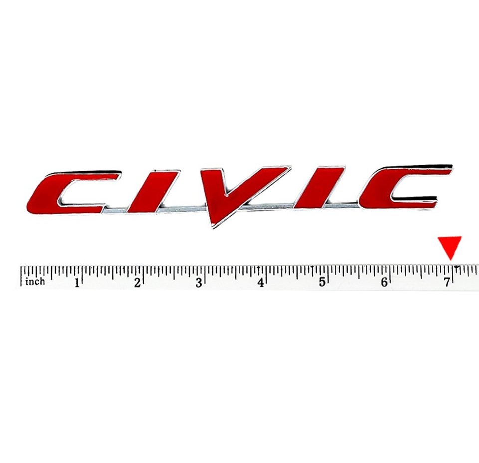 Civic Emblem Red Gloss Logo Badge fits Honda Chrome Sticker - Premium ...