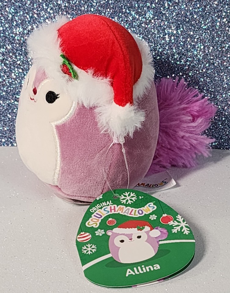 Squishmallows Allina the Squirrel Santa Hat Cap 4" Christmas Holiday ...