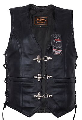 Damen Lederweste Lederkutte Kutte Bikerweste Biker Rockerweste ...