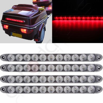 4x Clear Red 11 LED Trailer Truck RV Stop Tail Turn brake Light Bar ...