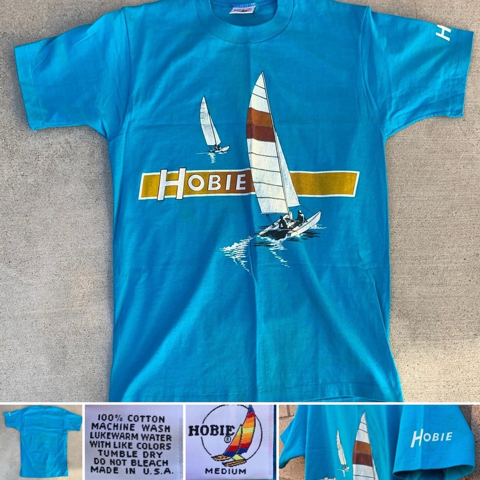 Vintage Hobie T Shirt Graphic Tee Cotton Made In USA Size M Medium | eBay