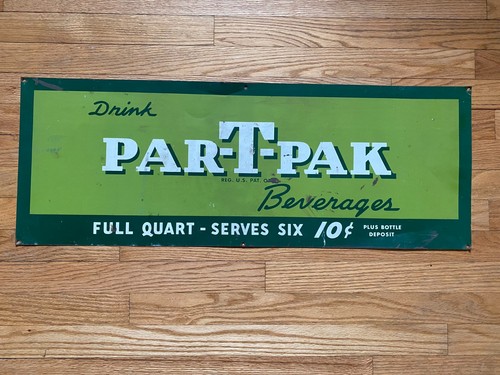 VINTAGE PAR-T-PAK BEVERAGES SODA SIGN - ORIGINAL!! 33" x 12" | eBay