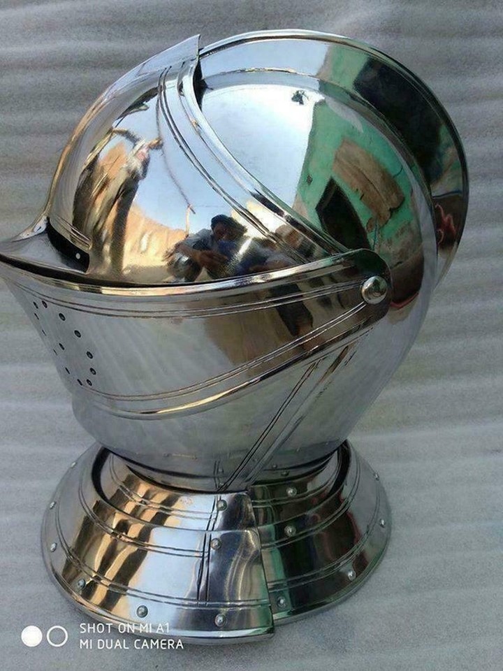 Medieval Closed Face Visor Metal helmet 18 Gauge Steel LARP Reenactment ...