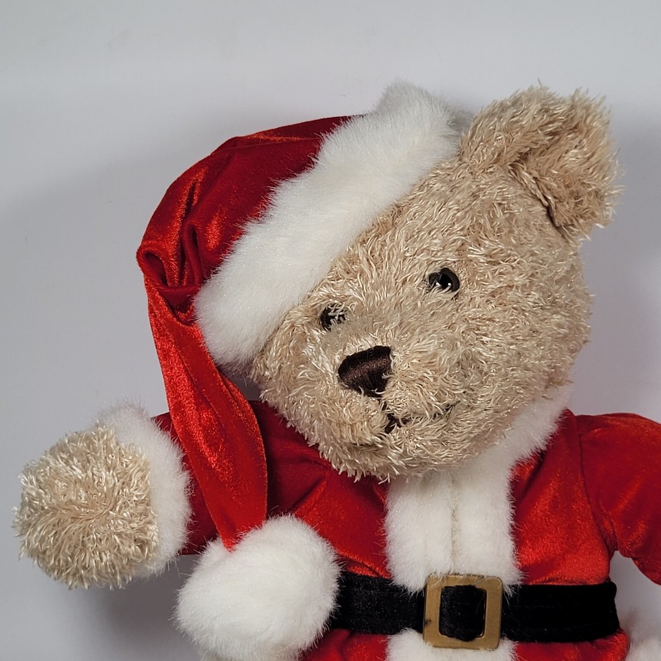 Dan Dee Collectors Choice Tan Christmas Sitting Bear Plush Red Santa ...