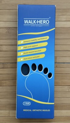 NEW Walk-Hero Medical Orthotic Insoles Comfort & Support M 7 - 7.5, W 9 ...
