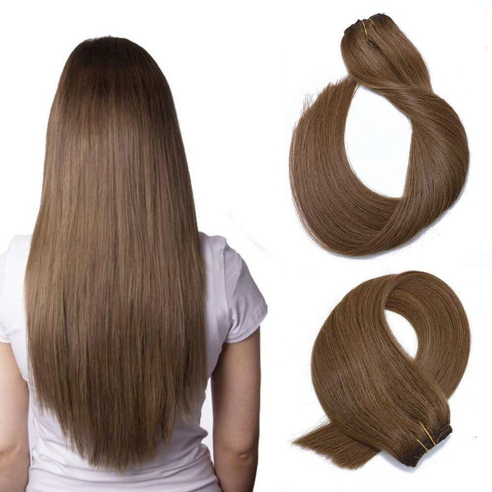 Invisible Weft Human Hair Extensions Sew In Weave Double Weft Remy ...