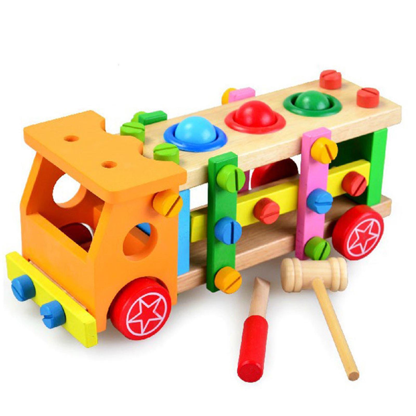 Pounding Toy Puzzle Toy Wooden Kids Tool Set Construction Toy Assembly ...