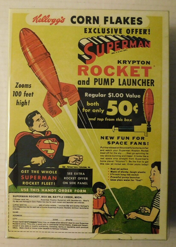 Superman Kellogg's reproduction Cereal Box with Rocket ad | eBay