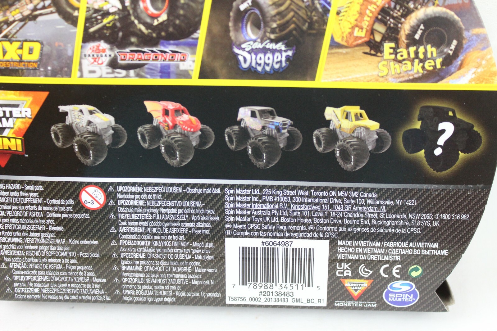 2 NEW MONSTER JAM MINI 5-PACK 1-MYSTERY Max-D Dragonoid Son-uva Digger ...