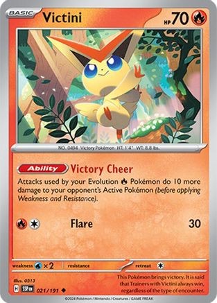 Victini - 021/191 - Reverse Holo Uncommon - Surging Sparks - Pokemon ...
