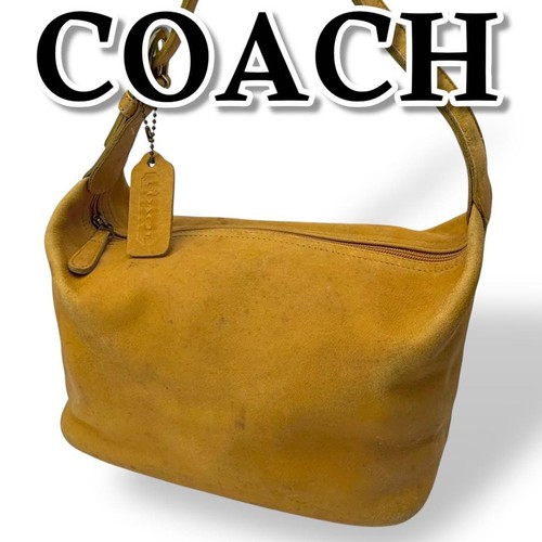Coach Vintage 4145 Hand Bag Shoulder Vanity Handbag Yellow Suede ...