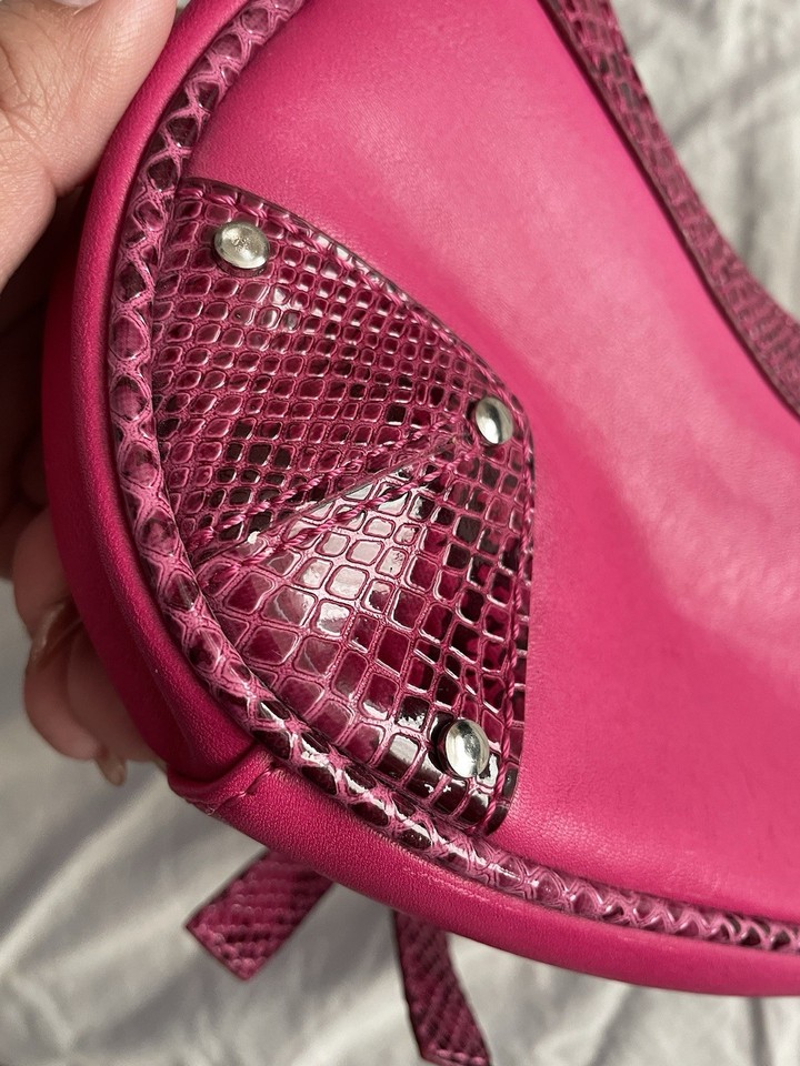 Y2K BCBGirls Hot Pink Mini Hobo Shoulder Bag Snake Print Chunky ...