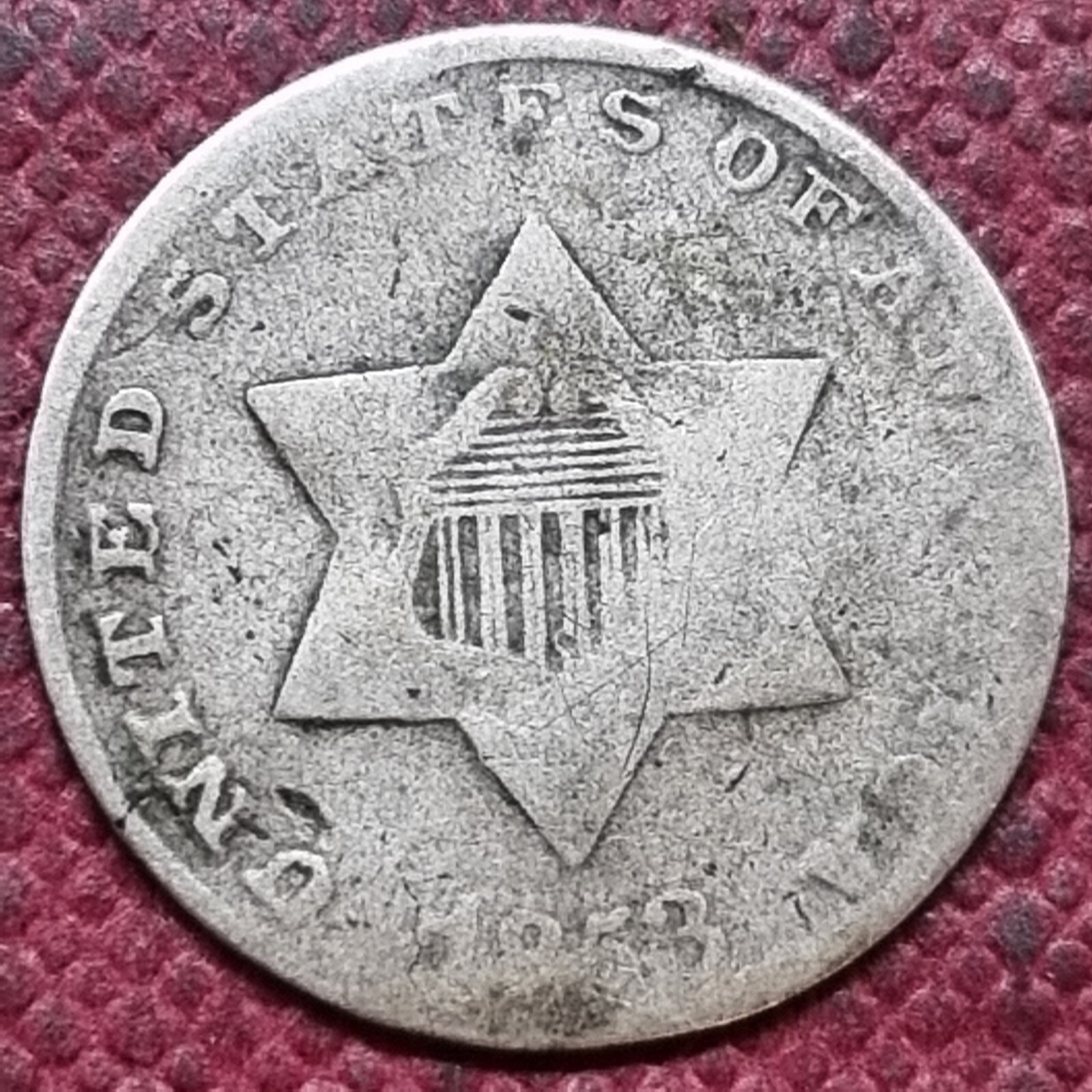 1853 Three Cent Silver Trime 3c Rare Type Coin Circulated #91707 | eBay