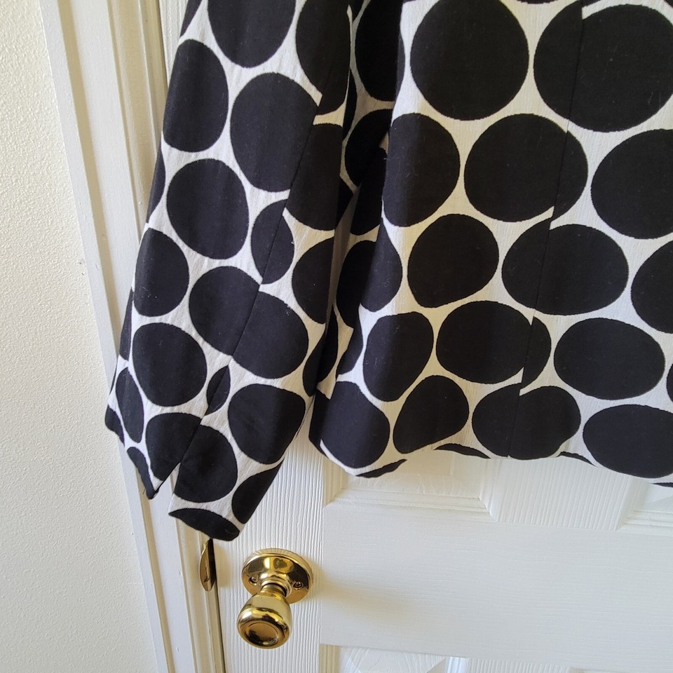 Silkland Petite PL Jacket White & Black Polka Dot Open Front Short | eBay