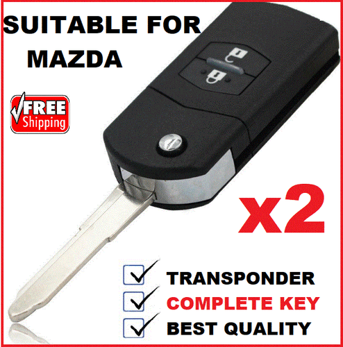 2x Transponder remote flip car key suitable for MAZDA 6 - MAZDA RX8 ...