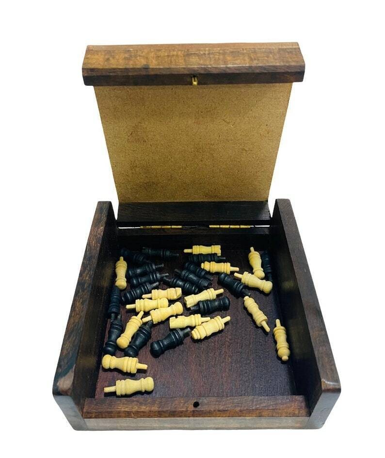 Handmade Wooden Mini Chess Board Game Travel Vintage Chess Set Wooden ...