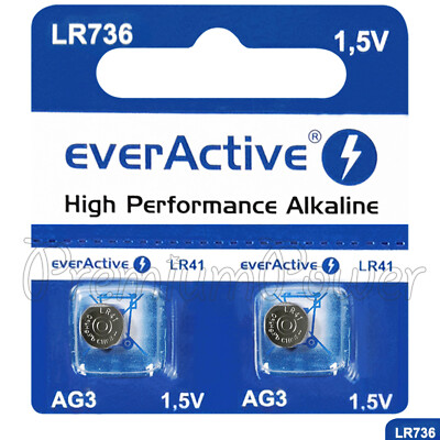 2 x everActive AG3 LR41 Alkaline batteries LR736 192 392 1.5V GREAT ...